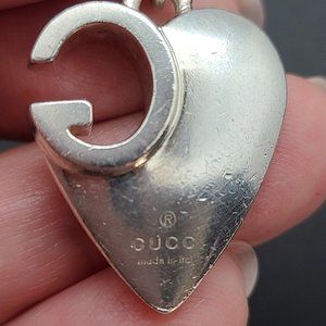 Gucci | Jewelry | Authentic Gucci Sterling Silver Gg Design Heart Charm ...